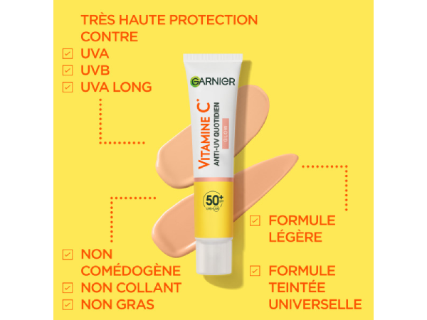 Fluide Anti-UV Quotidien Invisible SPF50+ Vitamine C | Garnier
