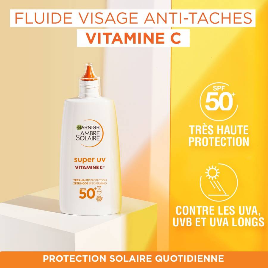 Super UV Fluide Visage anti-taches SPF 50+ Vitamine C | Garnier