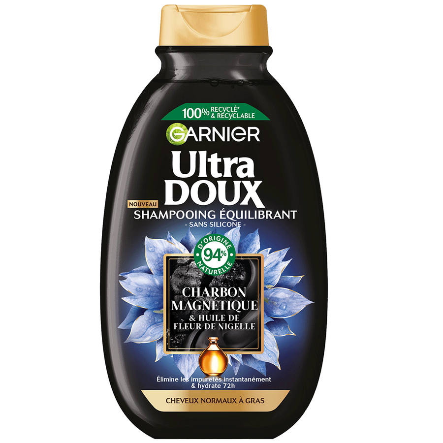 Shampooing ultra doux charbon magnétique & huile de nigelle | Garnier