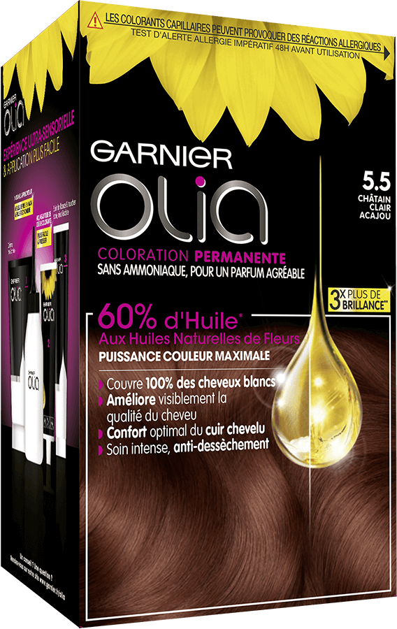 Coloration 5.5 chatain clair acajou rouge, Olia, Coloration - Garnier