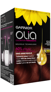 Coloration 5.5 chatain clair acajou rouge, Olia, Coloration Garnier