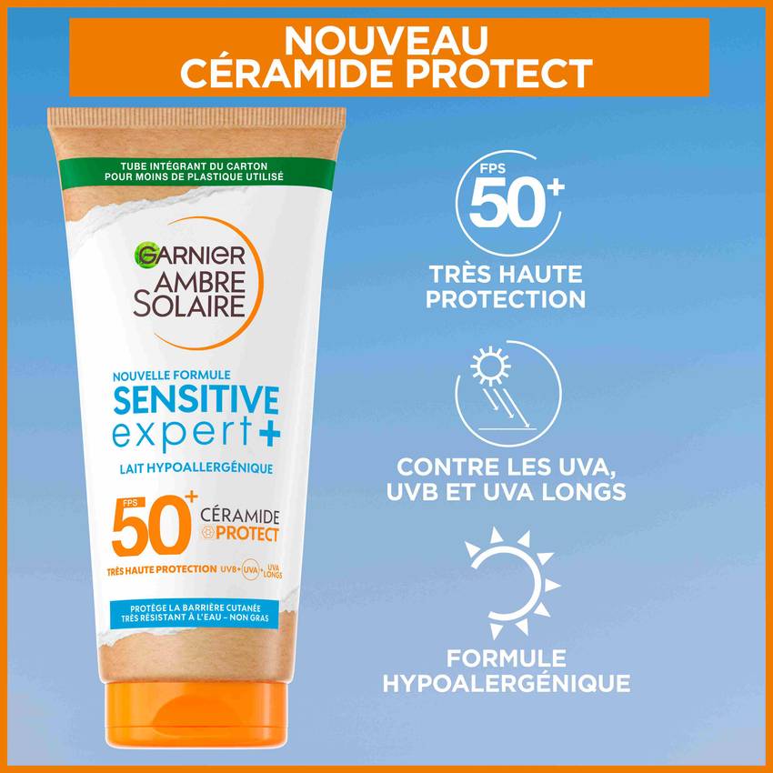 Ambre Solaire, Lait protecteur FPS 50, Soins solaires - Garnier