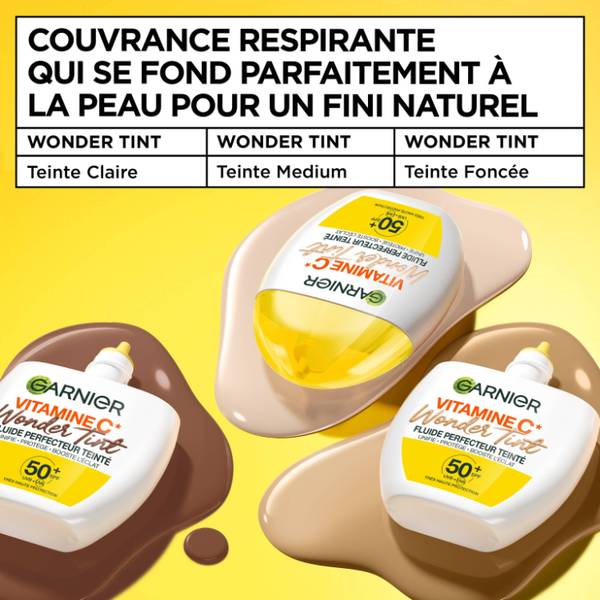 GARNIER VITAMINE C* Fluide Perfecteur Teinté Wonder Tint SPF50+ (TEINTE ...